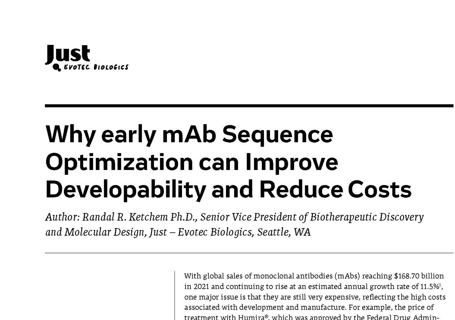 Why early mAb Sequence Optimization can Improve Developability and ...